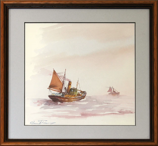 WATERCOLOUR BY EDWARD Pearce. Steam drifter £47.50 - PicClick UK