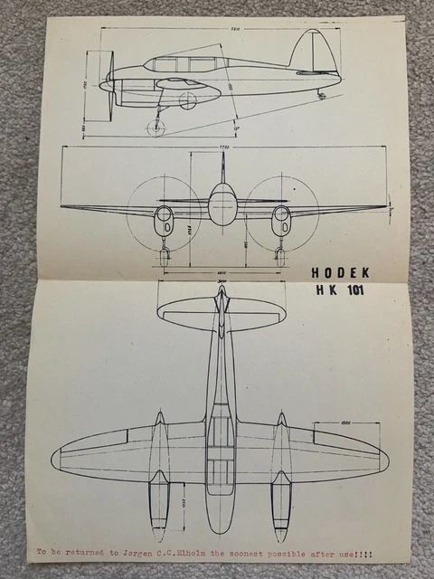 HODEK HK101 SPORTS Aircraft - 3 View Aircraft Plan £35.00 - PicClick UK