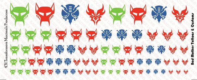 TRANSFORMERS MAXIMALS & Predacons logos - Waterslide Decals Various ...
