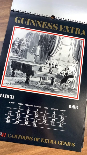 GUINNESS CALENDAR 1988 - Punch Themed - Dates Correct in 2044 Framing ...