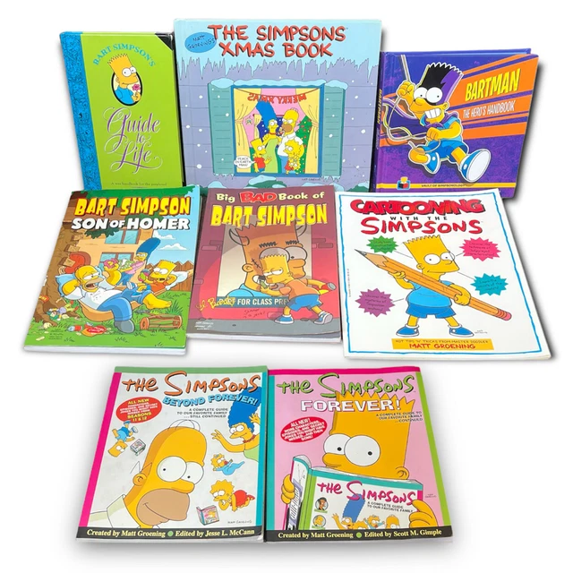 THE SIMPSONS 8 Book Lot Complete Guide to Life Bart Bartman Homer ...