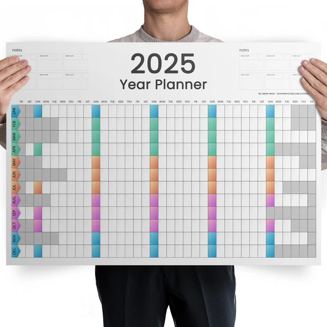 2025 YEAR PLANNER Wall Planner Full Year Chart Home Office Calender A5 ...