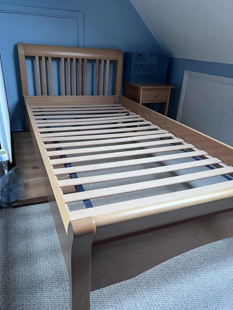 JOHN LEWIS SINGLE wooden bed frame And Mattress With Matching Bedside ...