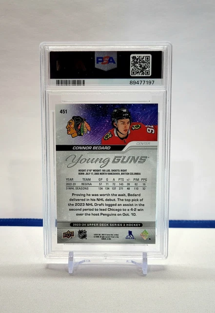 2023-24 UPPER DECK CONNOR BEDARD Young Guns Rookie - PSA 9 #451 - Blackhawks 🔥 $760.00 - PicClick CA