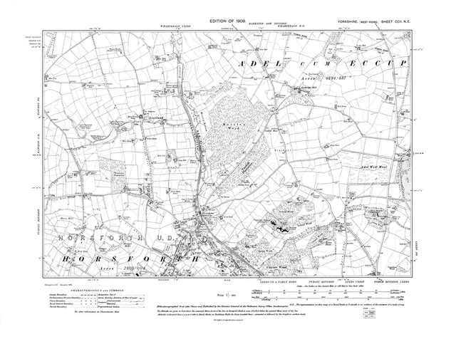 OLD MAP OF Horsforth (N) Yorkshire in 1909- Repro 202 NE £18.99 ...