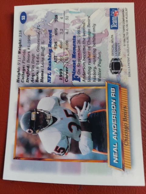 NEAL ANDERSON 1994 Topps Meilleure Carte Football #53 EUR 1,51 ...