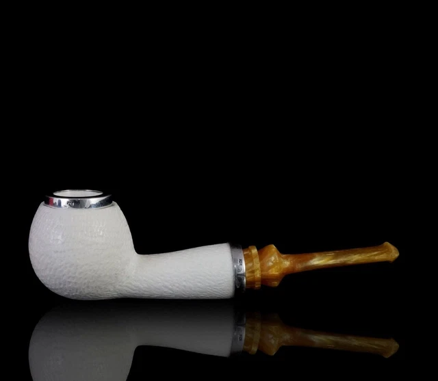 GRANDE PIPE EN écume de mer 925 double tabac à fumer en argent avec ...