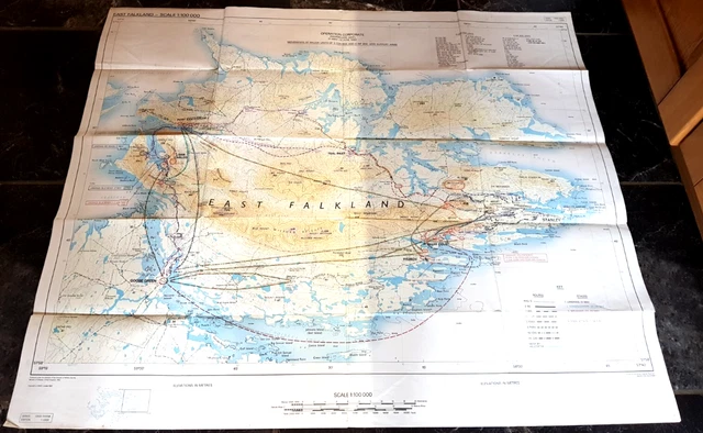 MOD 1982 FALKLANDS War-Operation Corporate Manoeuvre Map of The East ...