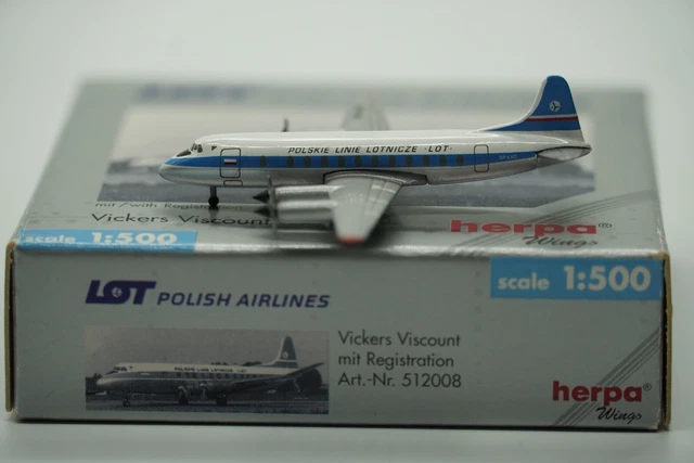 HERPA WINGS 1:500 LOT Polish Airlines Vickers Viscount SP-LVC (512008 ...