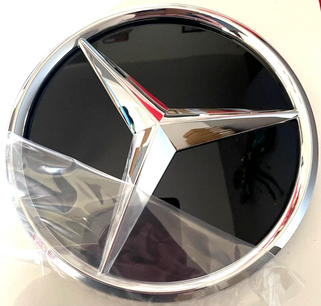 MERCEDES BENZ RAISED Mirror Shiny Chrome Grill Star Emblem 18.5cm W205 ...