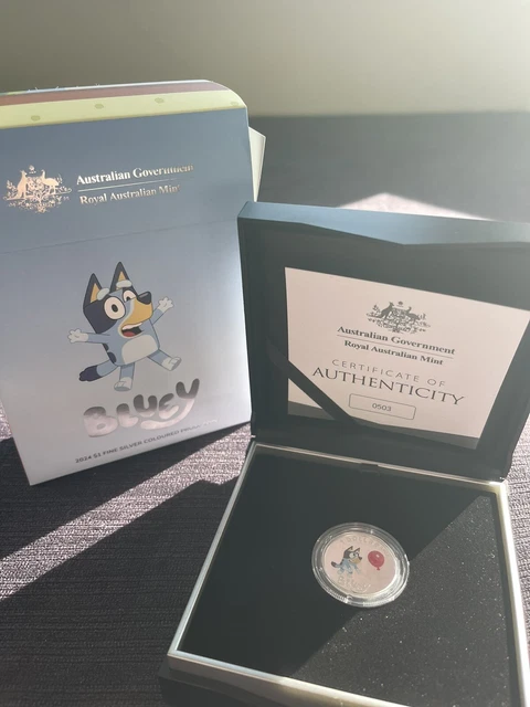 BLUEY SILVER PROOF $1 Coloured Coin 2024 - ‼️503/2650 Mintage‼️ Ready ...