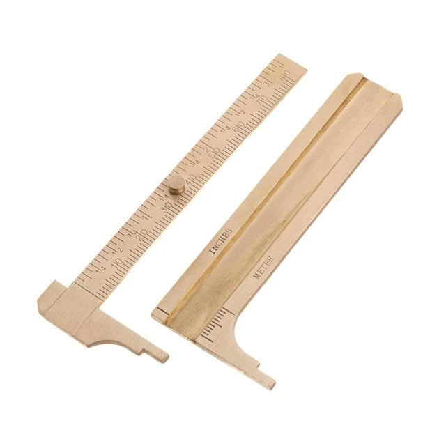 RULER VERNIER CALIPER Copper Double Scale Gauge Vernier Caliper 0-80mm ...