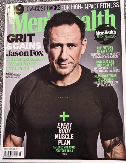 MENS HEALTH MAGAZINE Latest Newest Edition March 2024 Jason Fox £4.25 ...