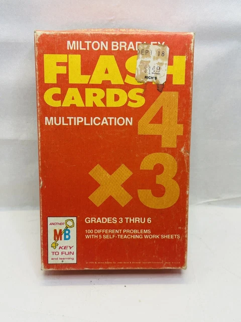 VINTAGE MILTON BRADLEY Multiplication Flash Cards Set #4454 Math Grades ...