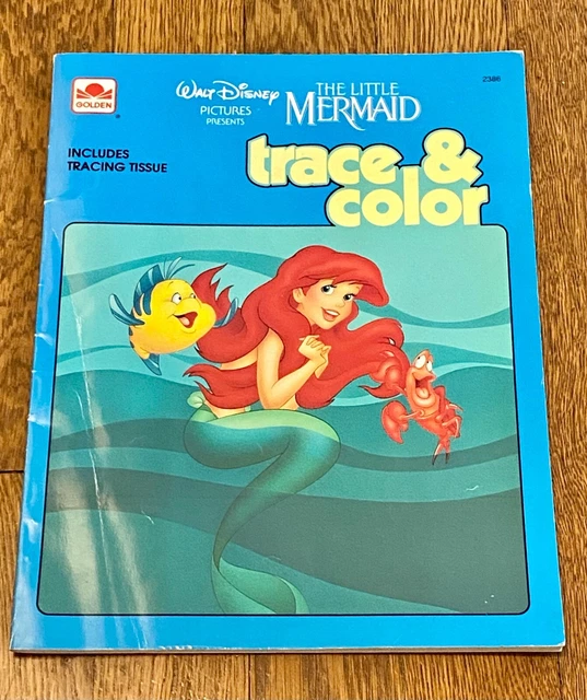 VINTAGE DISNEY ARIEL THE LITTLE MERMAID Trace & Color Golden Coloring ...