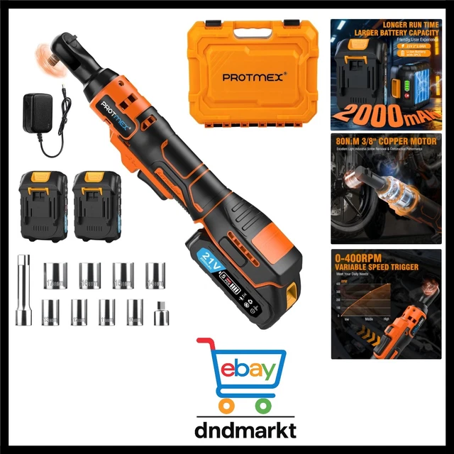 AKKU RATSCHE ELEKTRISCHE Ratsche - 3/8'' 60FT-LBS 80N.m ...