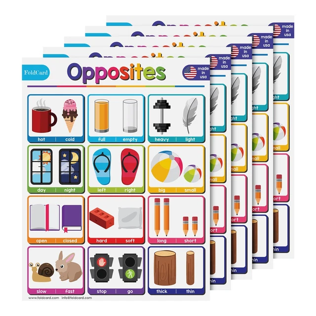 OPPOSITES EDUCATIONAL POSTER Learning Chart Classroom Home, 8.5 x 11, 5 ...