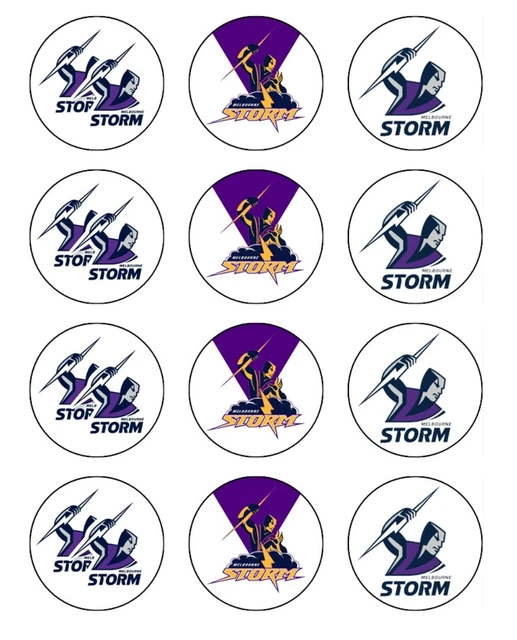 MELBOURNE STORM RUGBY Cupcake Toppers Edible Icing Cake Decorations (2 ...