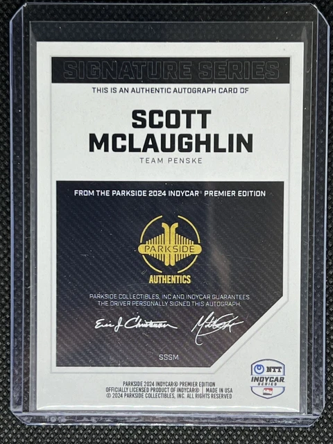 AUTOGRAPHE AUTOMATIQUE 2024 Parkside INDYCAR SCOTT MCCLAUGHLIN ...
