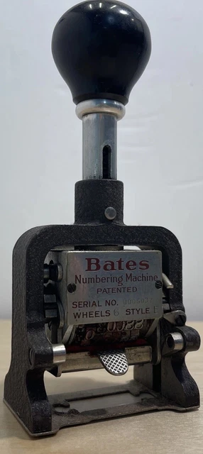 BATES NUMBERING MACHINE Multiple 3 Movement 6 Wheel Style E ( Vintage ...