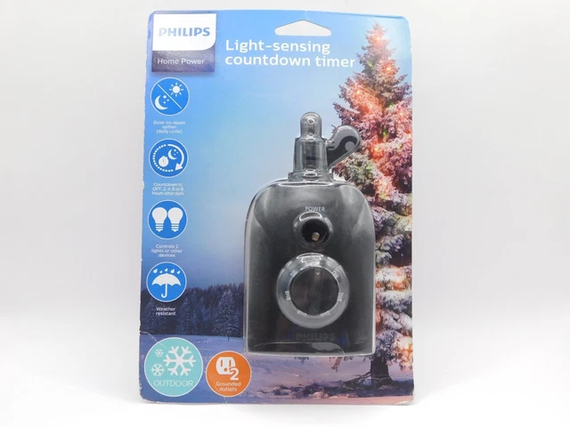 PHILIPS LIGHT SENSING Countdown Timer Outdoor Dusk to Dawn Weather ...
