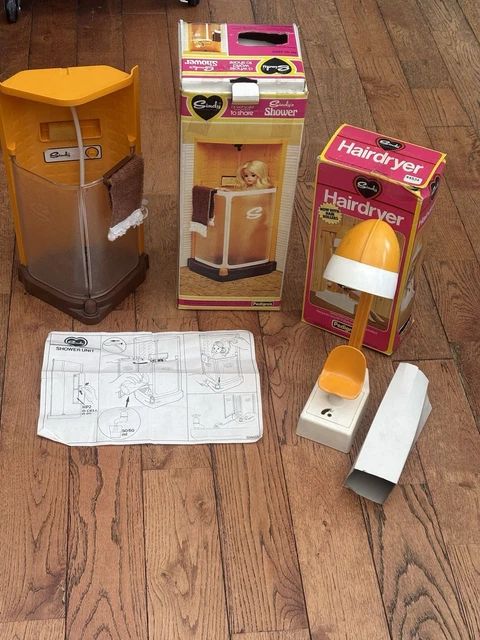 VINTAGE PEDIGREE SINDY Hairdryer & Shower Unit, Boxed £22.99 - PicClick UK