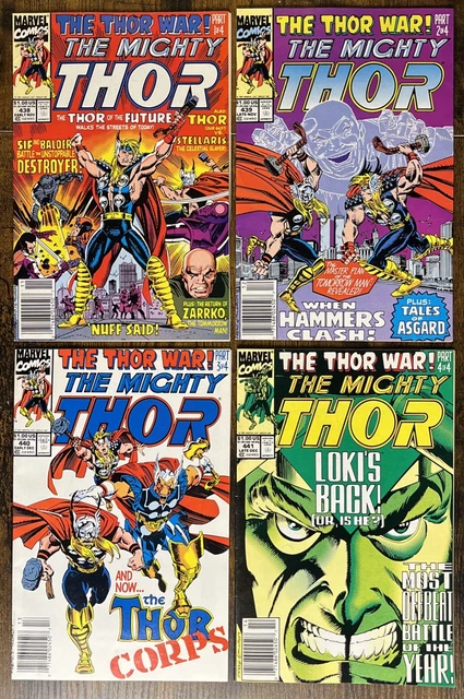 MIGHTY THOR 438-441 "The Thor War" Complete Set KEY 1st Thor Corps Loki Avengers £10.41 ...