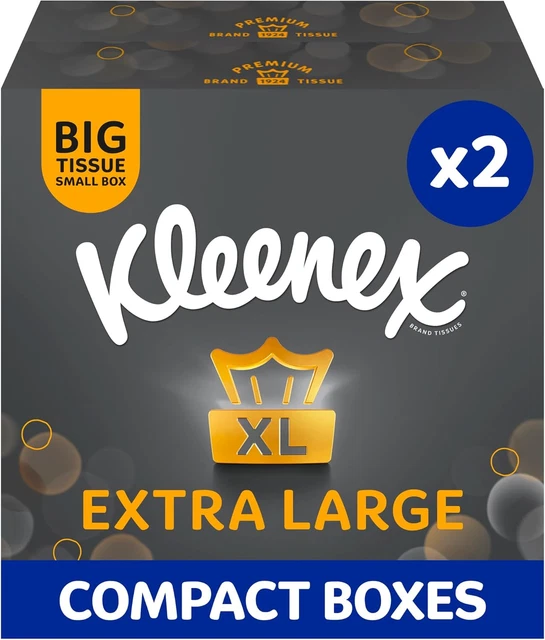 KLEENEX EXTRA LARGE Facial Tissue in Compact Box - Pack of 2-100% ...
