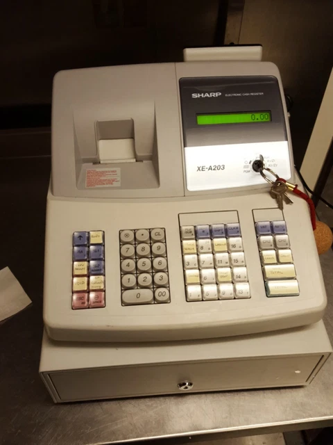 SHARP XE-A203 ELECTRONIC Cash Register Complete- box, keys, manual £64. ...
