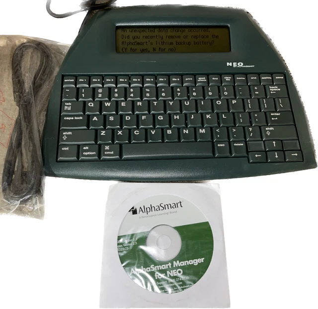 NEO BY ALPHASMART Handheld Word Processor Keyboard+user manual CD and ...