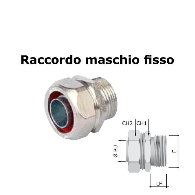 RACCORDO MASCHIO FISSO Per Guaina Armata Tubi Flessibili --Gas 1'' 1/4 ...