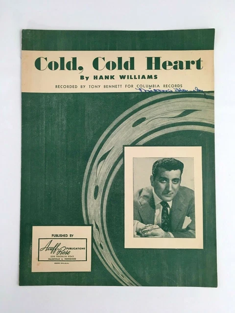 COLD COLD HEART Vintage Sheet Music 1951 Hank Williams Tony Bennett ...