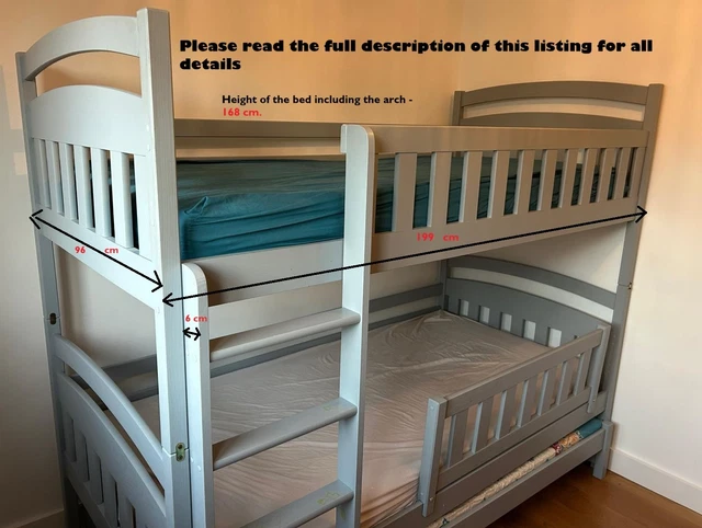 TRIPLE SLEEPER BUNK BED Wooden Grey colour with Storage and ladder £28. ...