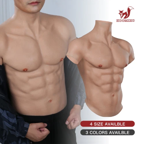 MACHO COSPLAY REALISTIC Silicone Muscle Male Suit Fake Belly Artificial ...