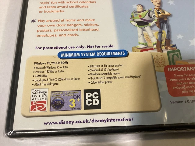 DISNEY’S/PIXAR’S TOY STORY 2 Print Studio (PC CD-ROM) NEW - FREE UK ...