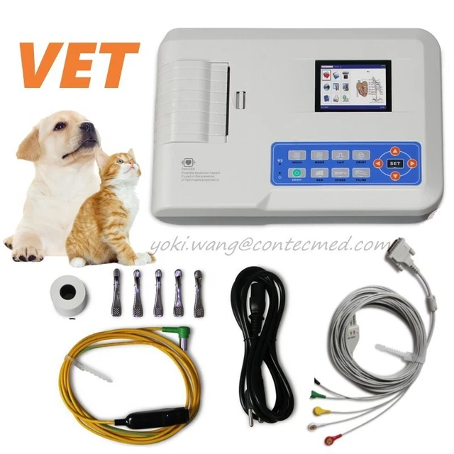 ANIMAL ECG MACHINE Digital 3 Channel Electrocardiograph 5 Lead EKG ...