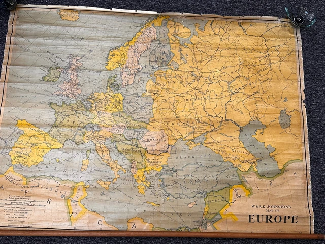 W&A.K. JOHNSTON'S EUROPE Map, Vintage Original, Wall Map, 1962 - #1008 ...