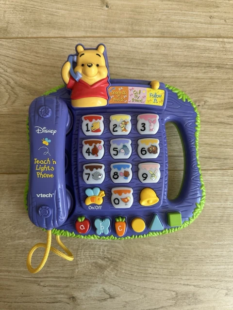 VTECH DISNEY WINNIE The Pooh Teach 'n Lights Phone Electronic ...