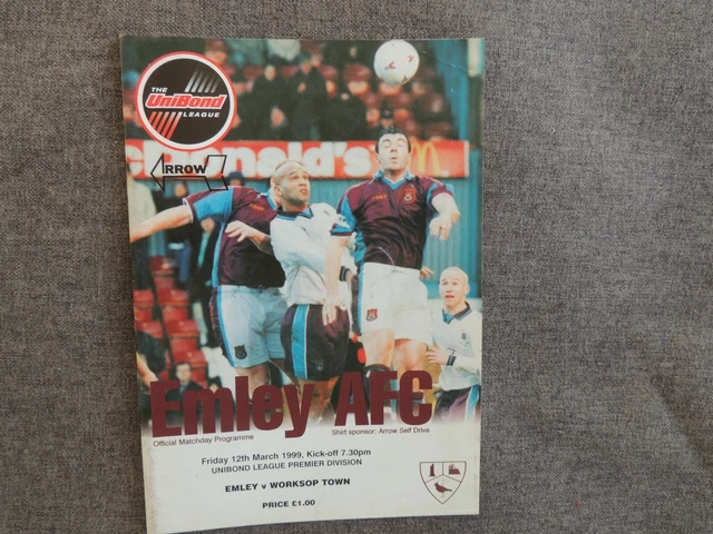 EMLEY FC V Worksop Town 12th March 1999 Non - League £3.97 - PicClick UK