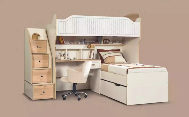 LITS SUPERPOSÉS MEZZANINE de Lit Superposé Avec Bureau Deux Lits EUR 2. ...