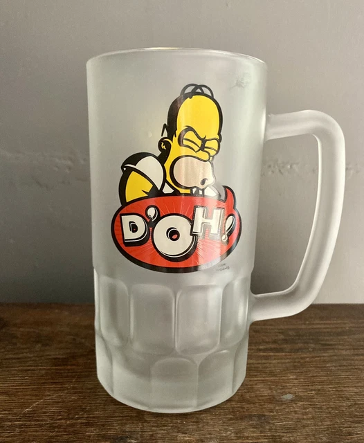 PINT GLASS HOMER Simpson Frosted Glass The Simpsons D’oh Retro Beer £10 ...