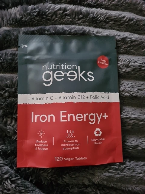 NUTRITION GEEKS IRON Energy+ Tablets Vegan, 120ct, Vitamin £11.85 ...
