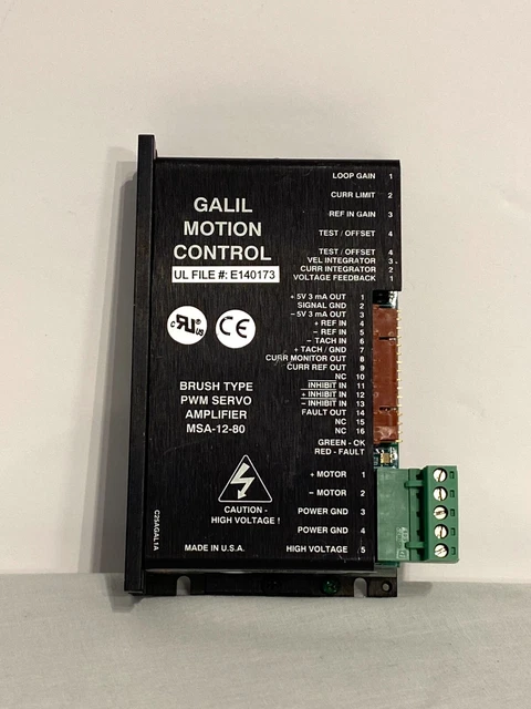 GALIL MOTION CONTROL, Brush Type Pwm Servo Amplifier, Msa-12-80, 25A8K ...