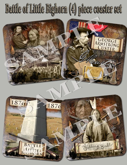 BATTLE OF LITTLE Bighorn George Custer & Sitting Bull (4) pièces ...