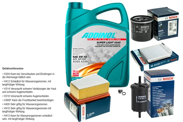 BOSCH INSPECTION SET 5L ADDINOL 0540 SUPER LUMIÈRE 5W-40 pour Dacia ...