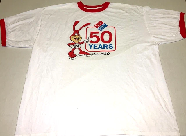 RARE! VINTAGE 2010 Domino's Pizza 50 Years The Noid Ringer T-Shirt New ...