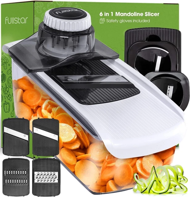 6-IN-1 MANDOLINE VEGETABLE Slicer Spiralizer - Kitchen Mandolin Slicer ...