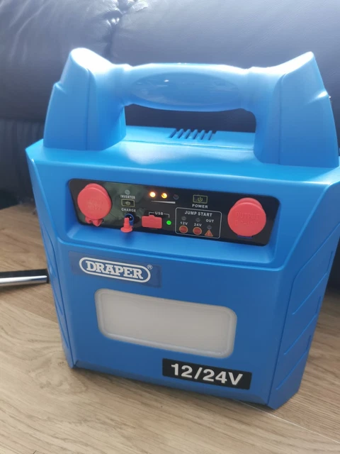 DRAPER 12/24V JUMP Starter, Heavy booster 3000A withdual 230v Invertor ...