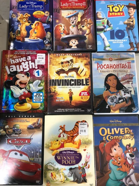 LOT NINE (9) Disney DVDs w/Cases - Lady Tramp Toy Story Winnie Pooh ...