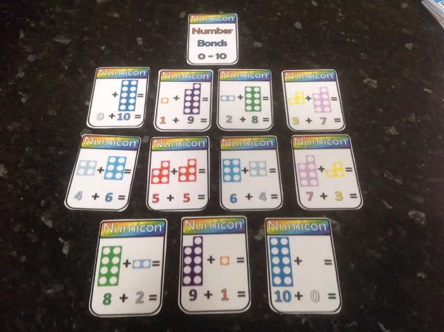 NUMICON NUMBER BONDS to 10 flashcards display maths numbers counting ...